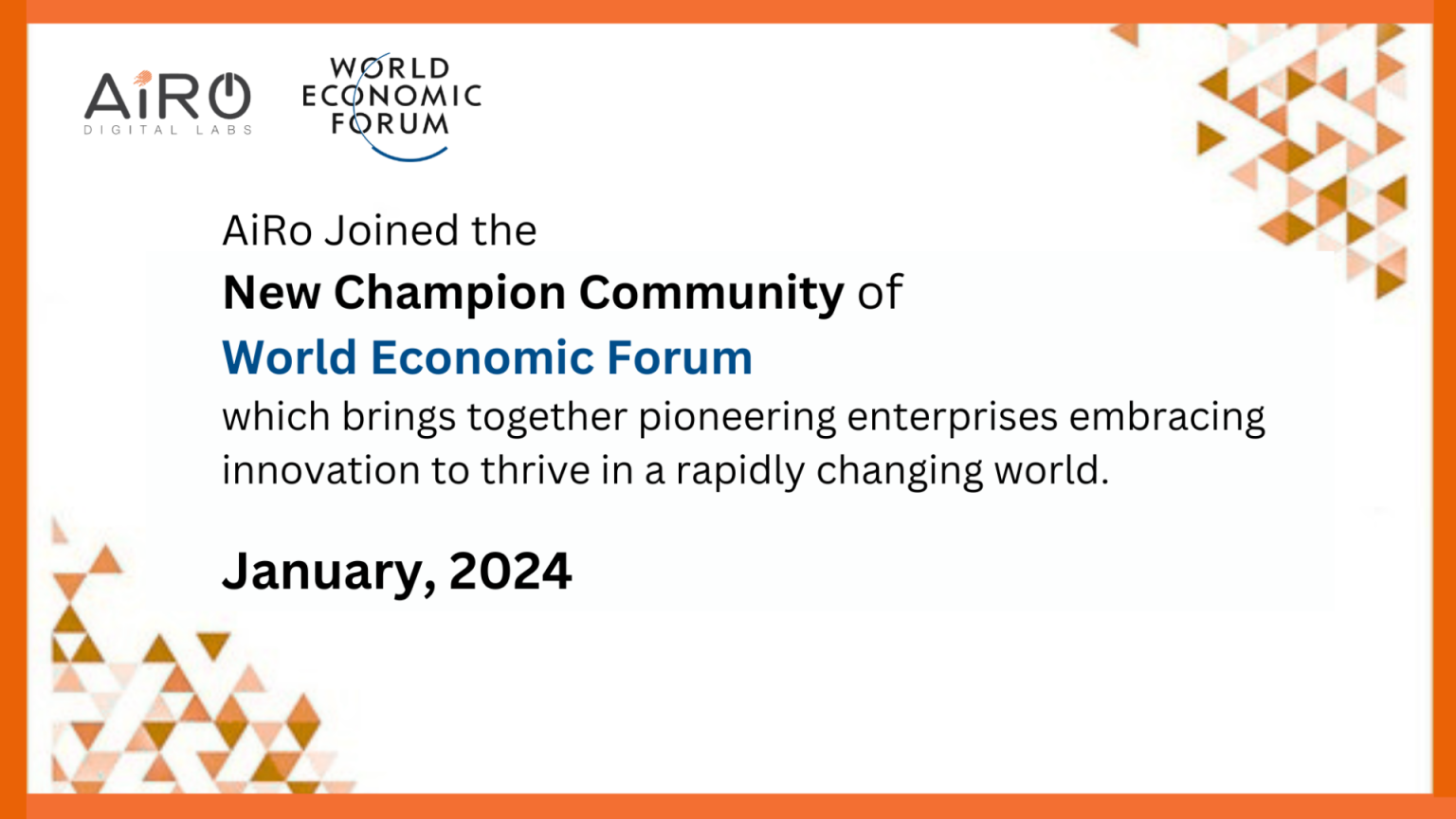 Airo Labs Joins the Prestigious New Champions Community of the World ...